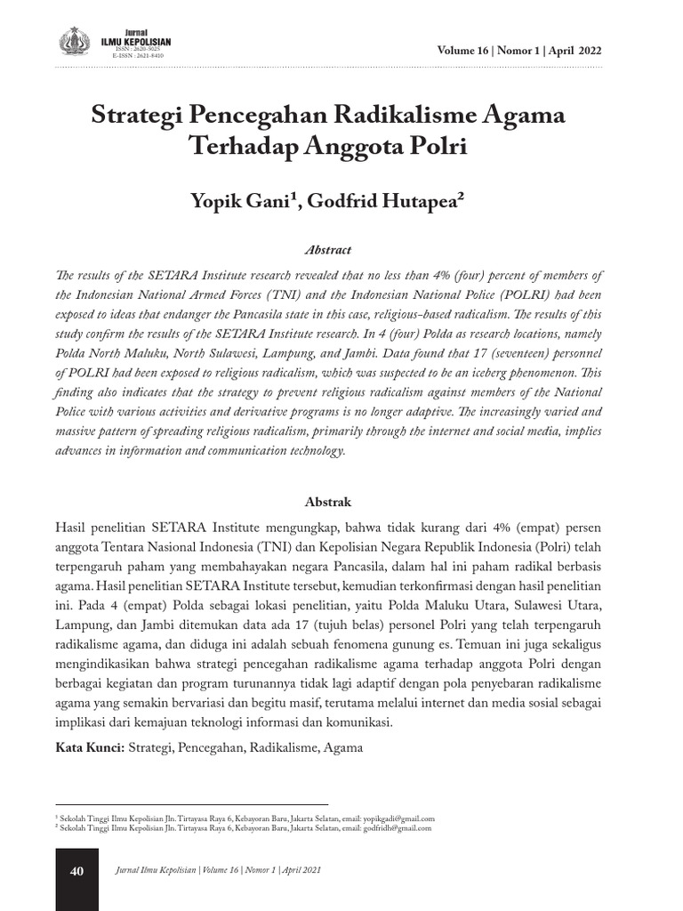 Strategi Cegah Radikalisme di Polri | PDF | Ilmu Sosial | Agama & Spiritualitas