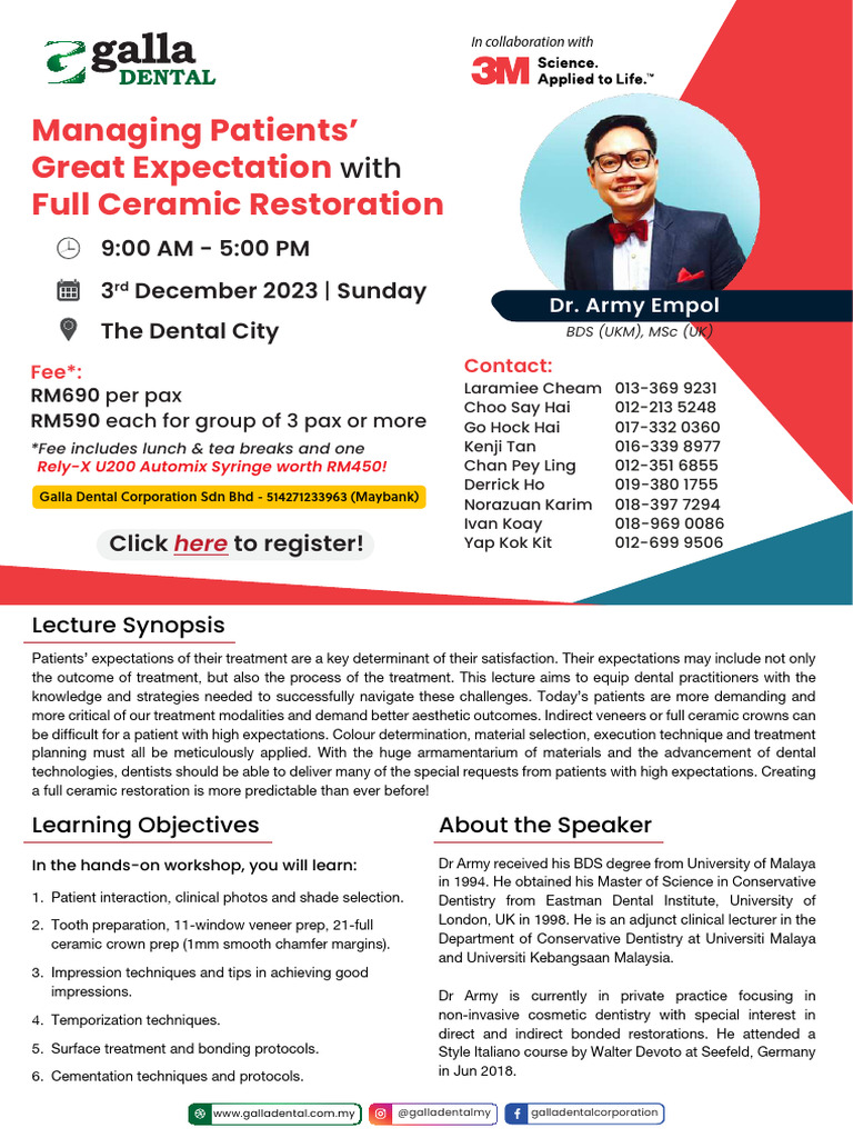 3M Masterclass Flyer 3rd December 2023 | PDF | Dentistry | Dental Anatomy