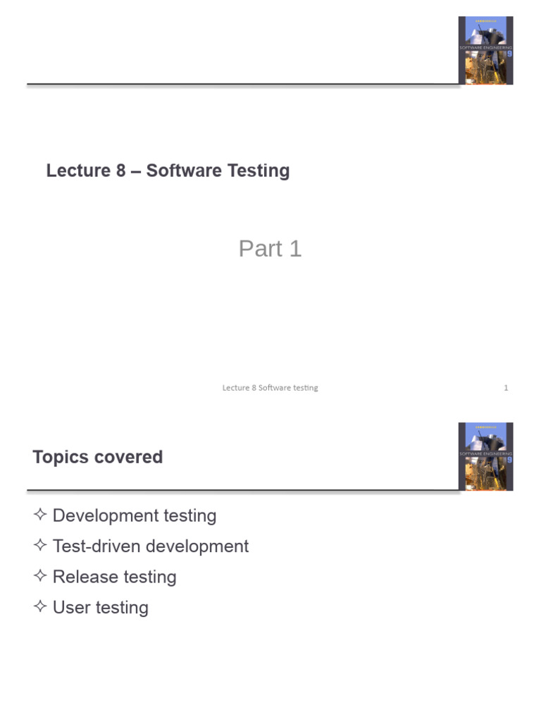 Lecture 8 - Software Testing | PDF | Software Testing | Unit Testing Lecture 8 - Software Testing | PDF | Software Testing | Unit Testing