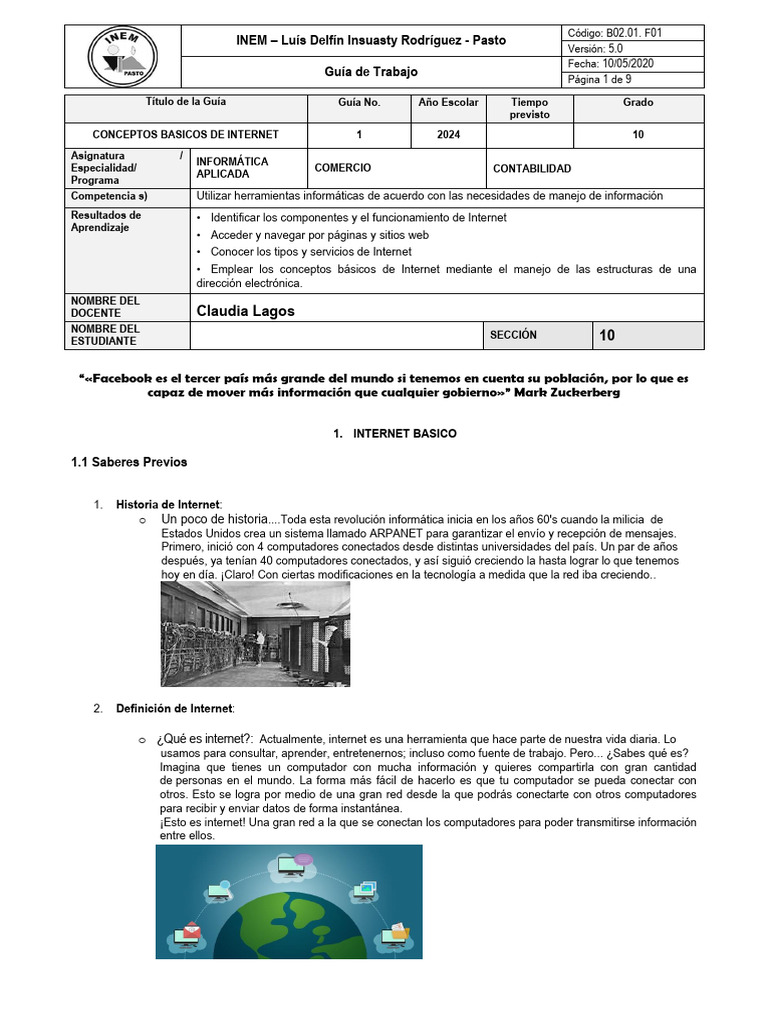 B02.01.F01 Guia de Trabajo 1 Internet Basico 10 Conta | PDF | Sitios ...