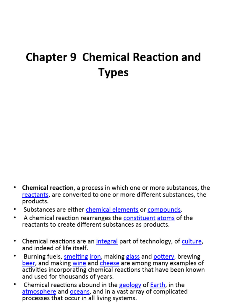 Chapter 9 Chemical Reaction and Types | PDF | Chemical Reactions ...
