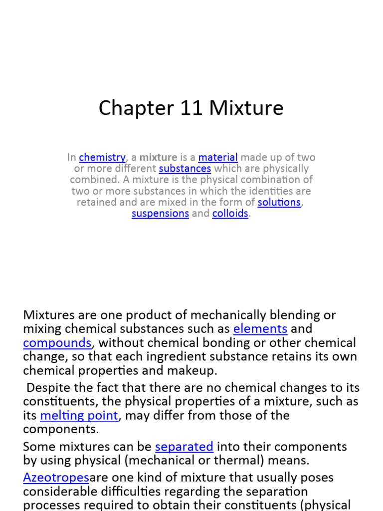 Chapter 11 Mixture | PDF | Mixture | Materials Science