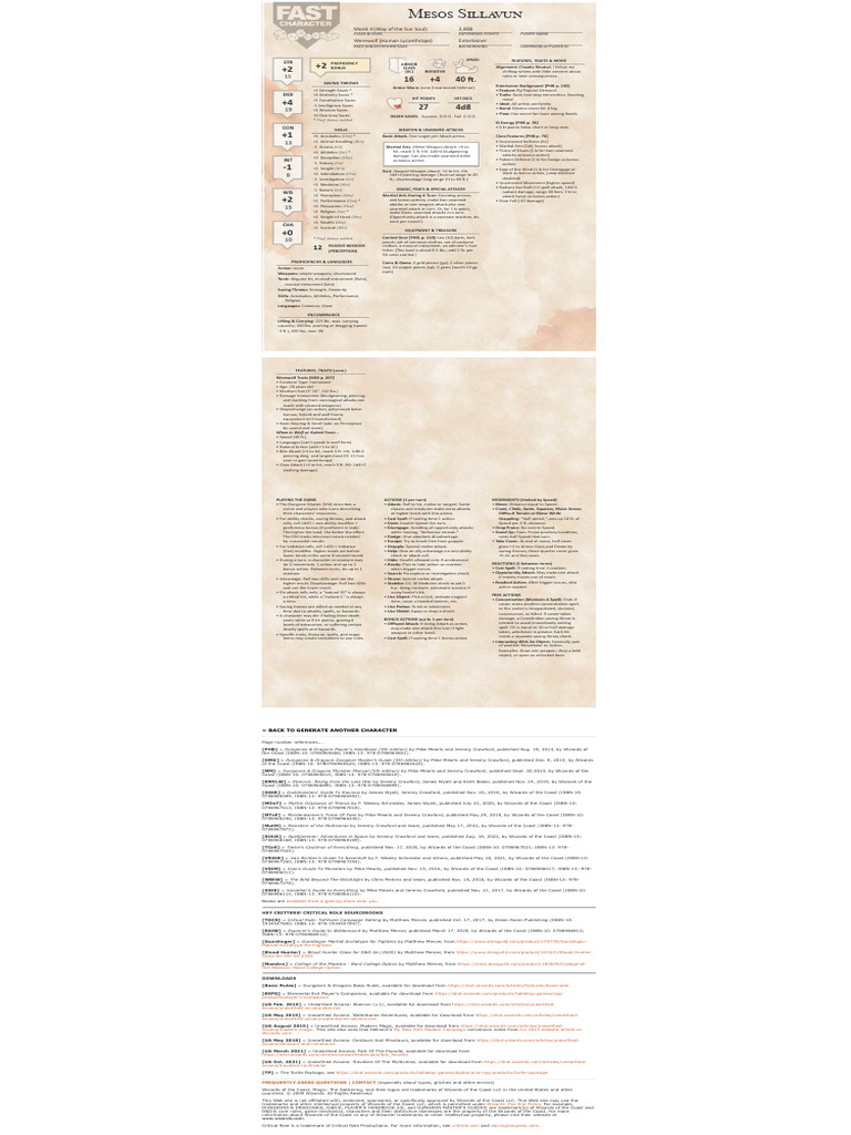 Werewolf (Human Lycanthrope) Monk 4 (Way of The Sun Soul) | PDF ...