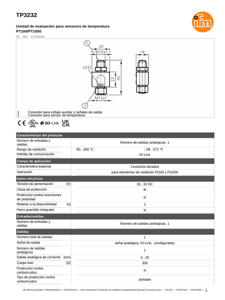 TP3232 00 - Es Es | PDF | Sensor | Ingenieria Eléctrica
