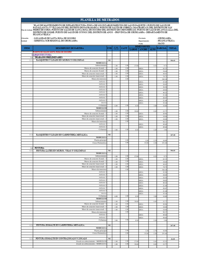 Metrado de Posta - Estructuras | PDF | edificio | Hidráulica