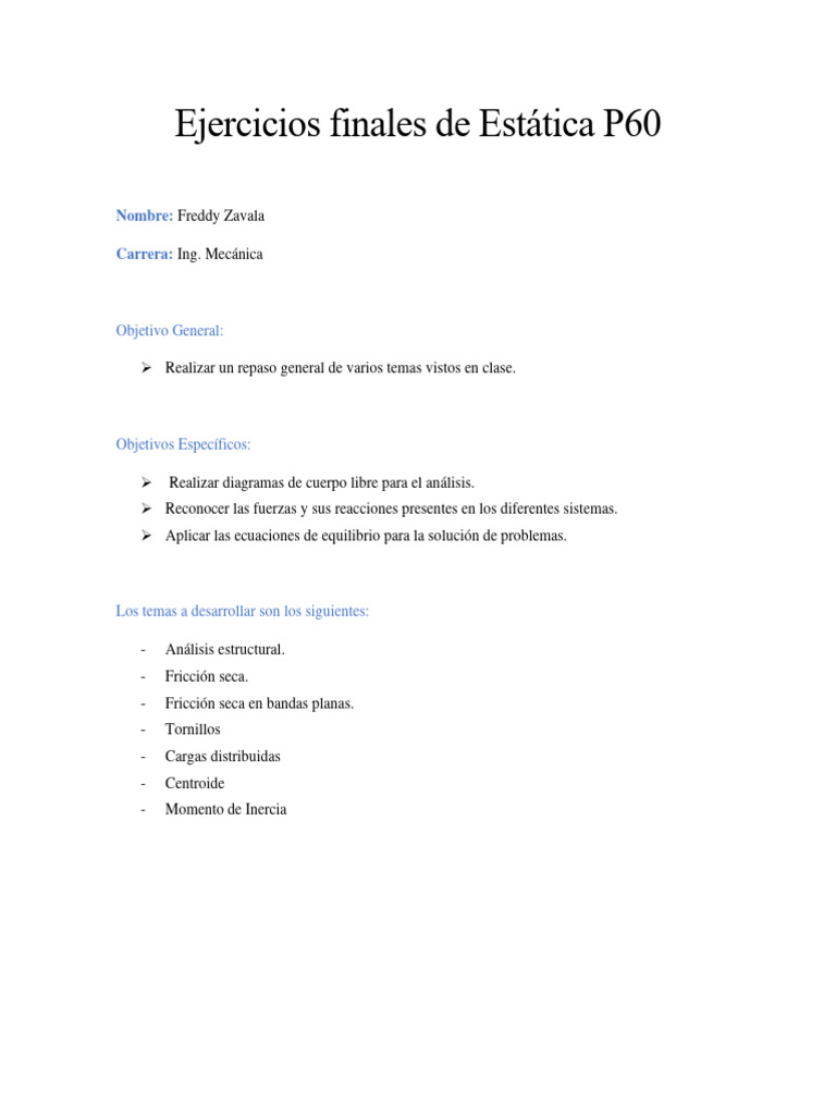 Ejercicios Finales de Estática P60 | PDF | Integral | Cantidades fisicas