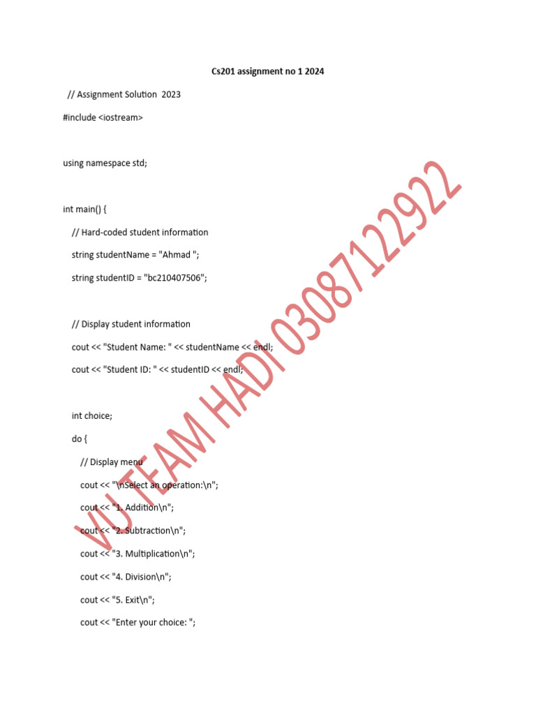Cs201 Assignment No 1 2024 | PDF | Computer Programming | Software ... Cs201 Assignment No 1 2024 | PDF | Computer Programming | Software ...