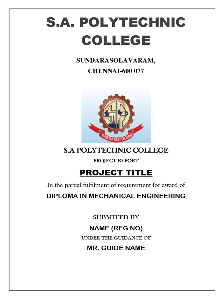 Project Front Page.doc | PDF | Mechanical Engineering