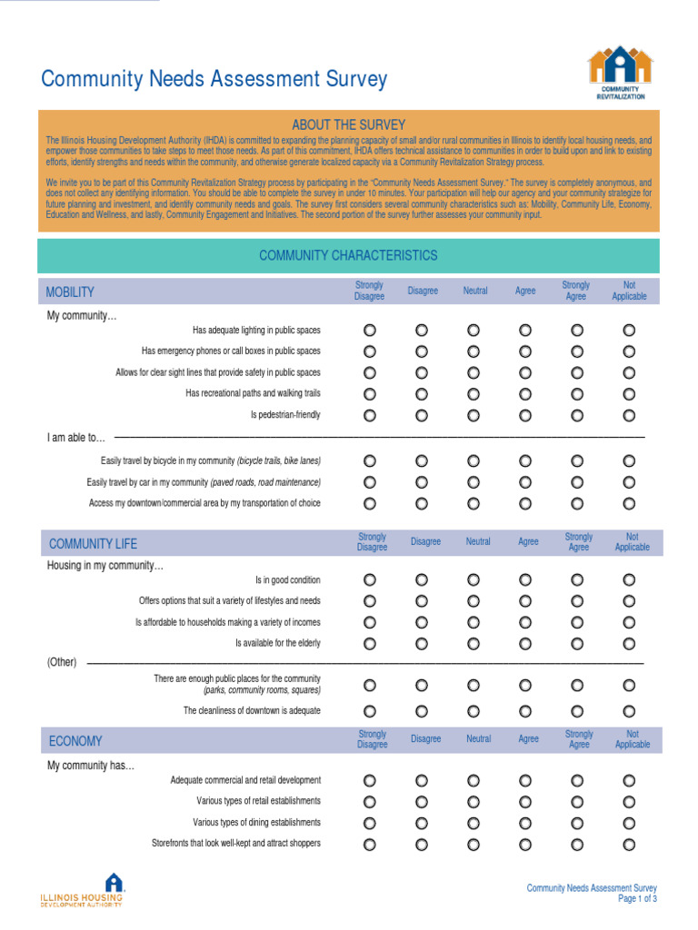 Community Needs Assessment Survey | PDF | Community | Needs Assessment