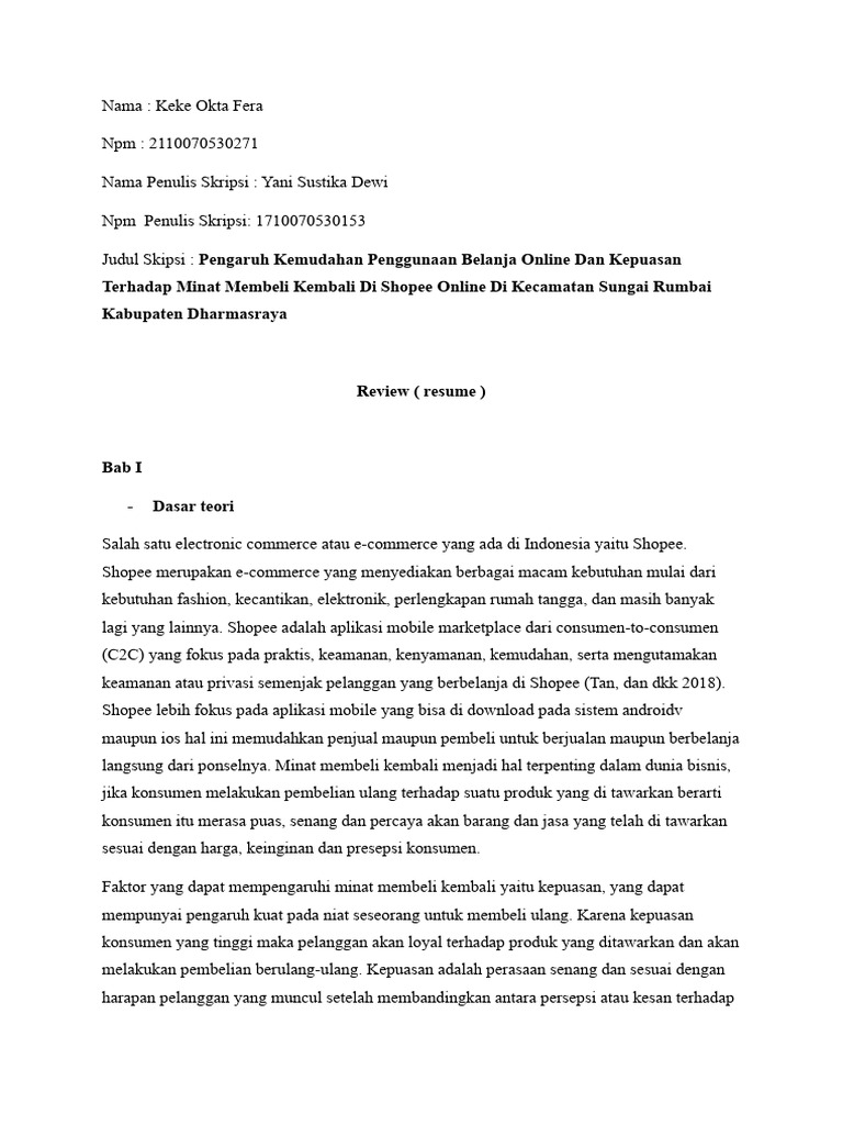 Review Skripsi Yani | PDF