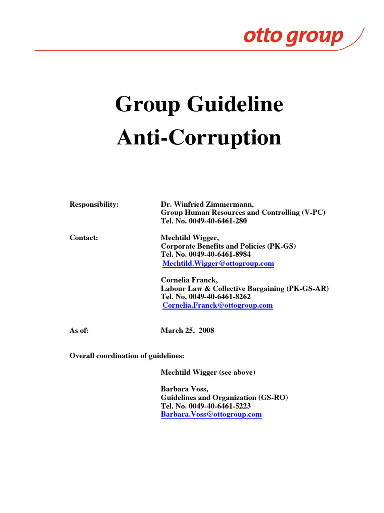 Group Guideline Anti-Corruption - 20080519 | PDF | Employment | Business