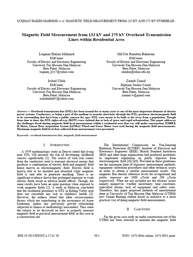Magnetic Field Measurement From 132 KV A | PDF | Physical Sciences | Materials Science