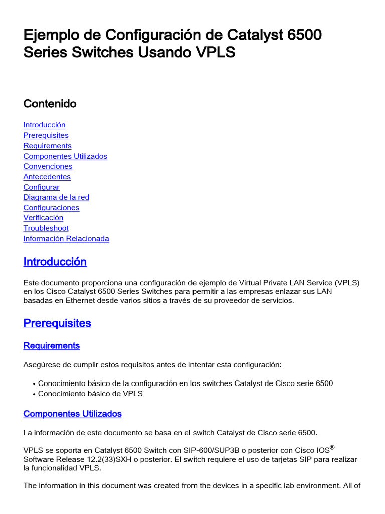 Vpls 6500 Config | PDF | Conmutador de red | Redes