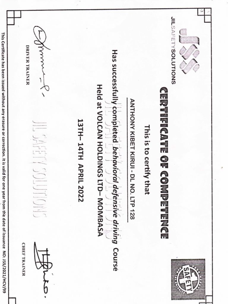 ANTON CERTIFICATE OF COMPETENCE | PDF