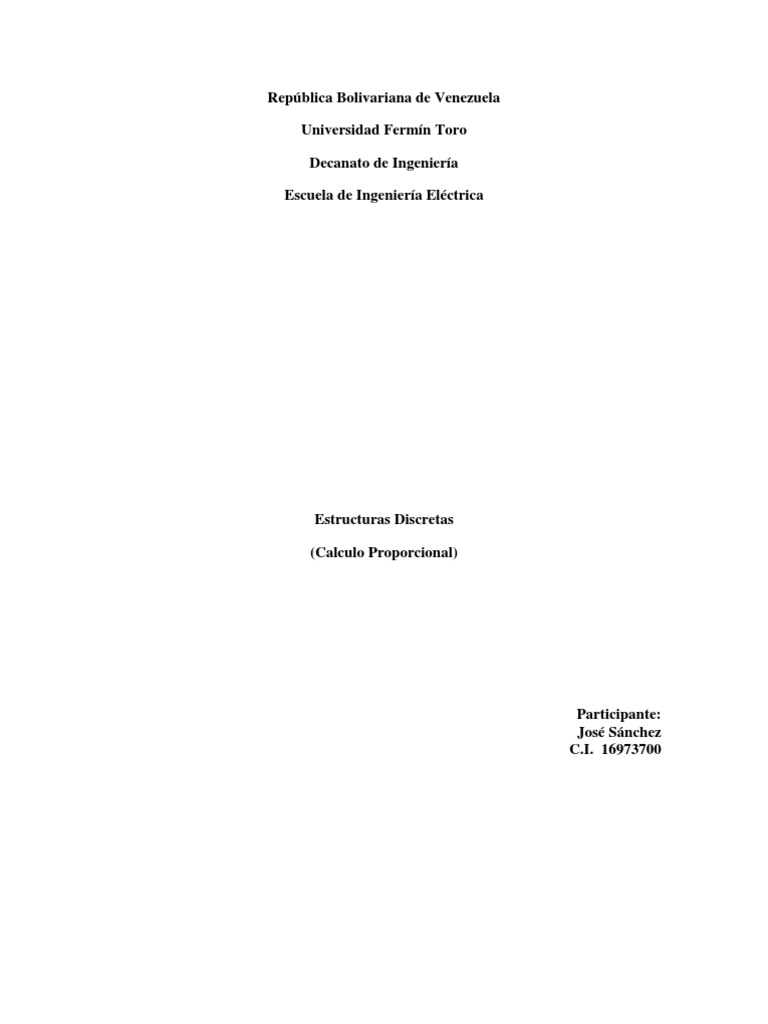 Estructuras Discretas I UFT Jose Sanchez | PDF | Prueba matemática | Si ...