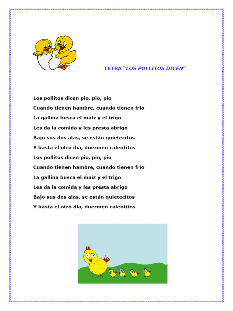 Letra Los Pollitos Dicen | PDF