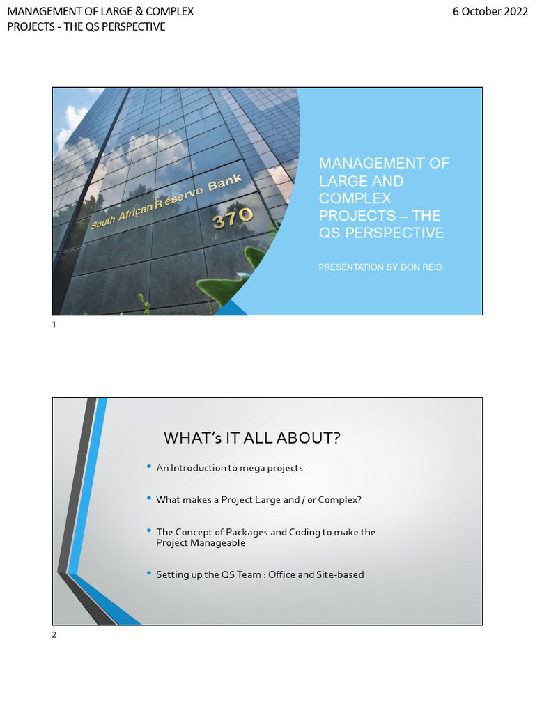 Qs Management Of Large And C Pdf Consultant General Contractor