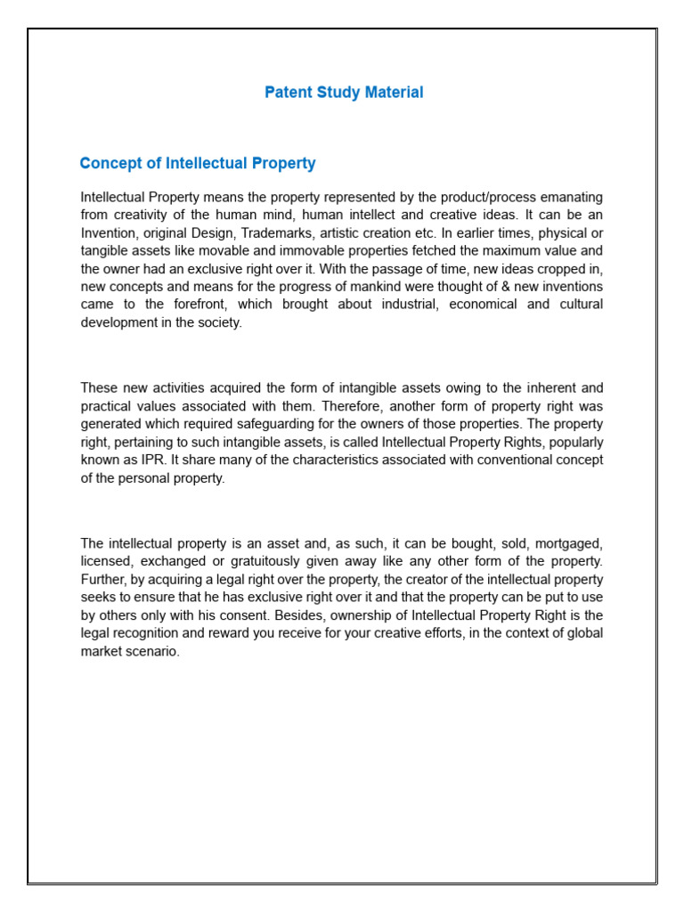 Patent Study | PDF | Patent | Glossary Of Patent Law Terms