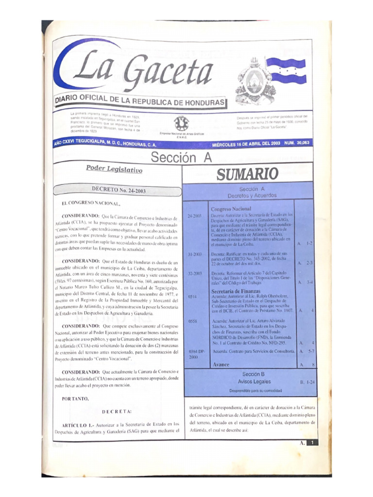 Gaceta No.30,063 15 de Abril 2003 | PDF