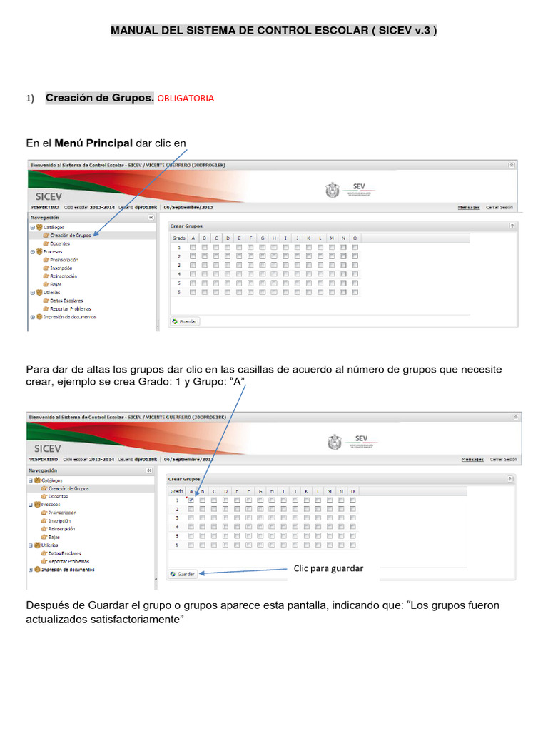 Manual SICEV v.3: Control Escolar Efectivo | PDF