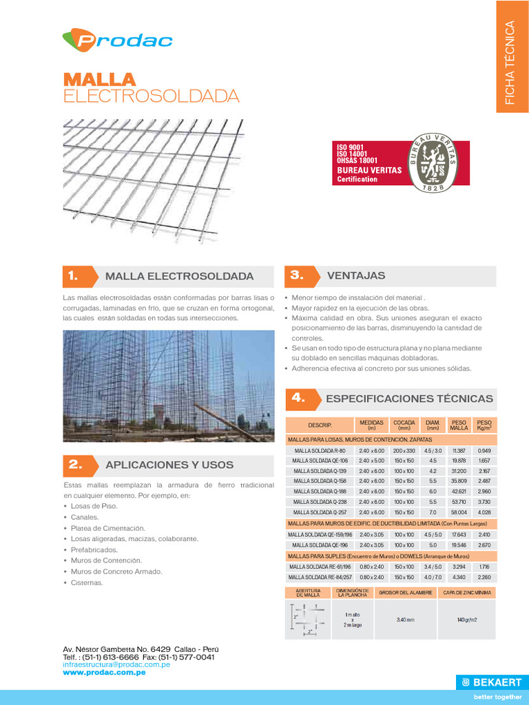 Ficha Tecnica Malla Electrosoldada de 2'' | Descargar gratis PDF | Diseño arquitectonico ...