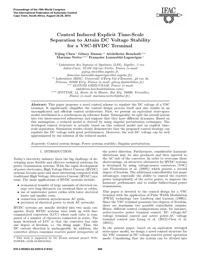 Control Induced Explicit Time Scale Separation To Attain - 2014 - IFAC Proceedi | PDF | High ...