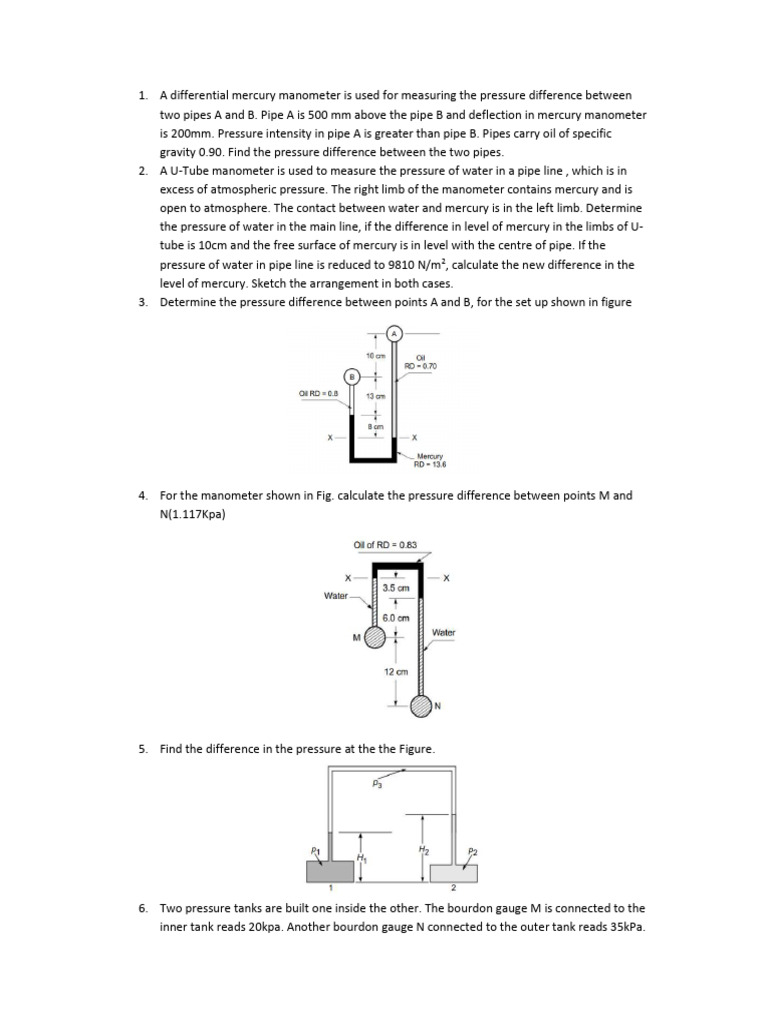 Tutorial-2 | PDF | Pressure Measurement | Pressure