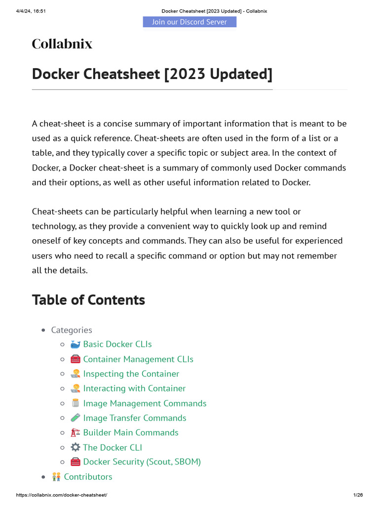 Docker Cheatsheet (2023 Updated) - Collabnix | PDF | Command Line Interface | Software