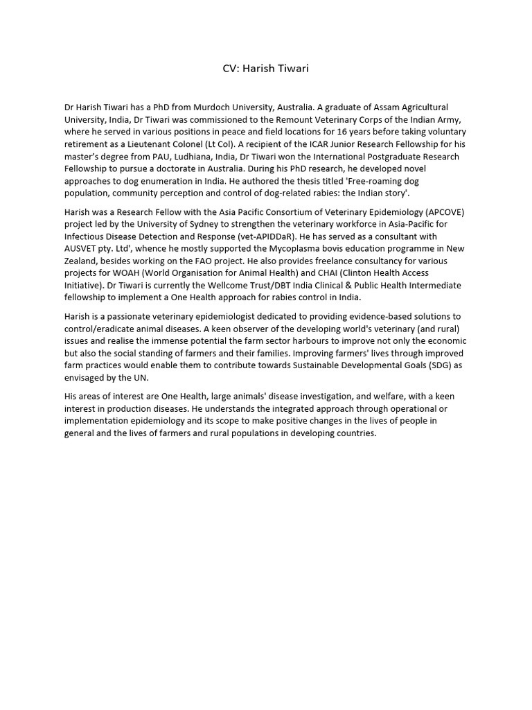CV - Harish Tiwari | PDF | Wellness