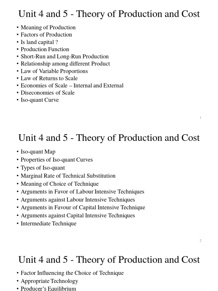 Theory of Production and Costs | PDF | Long Run And Short Run ...