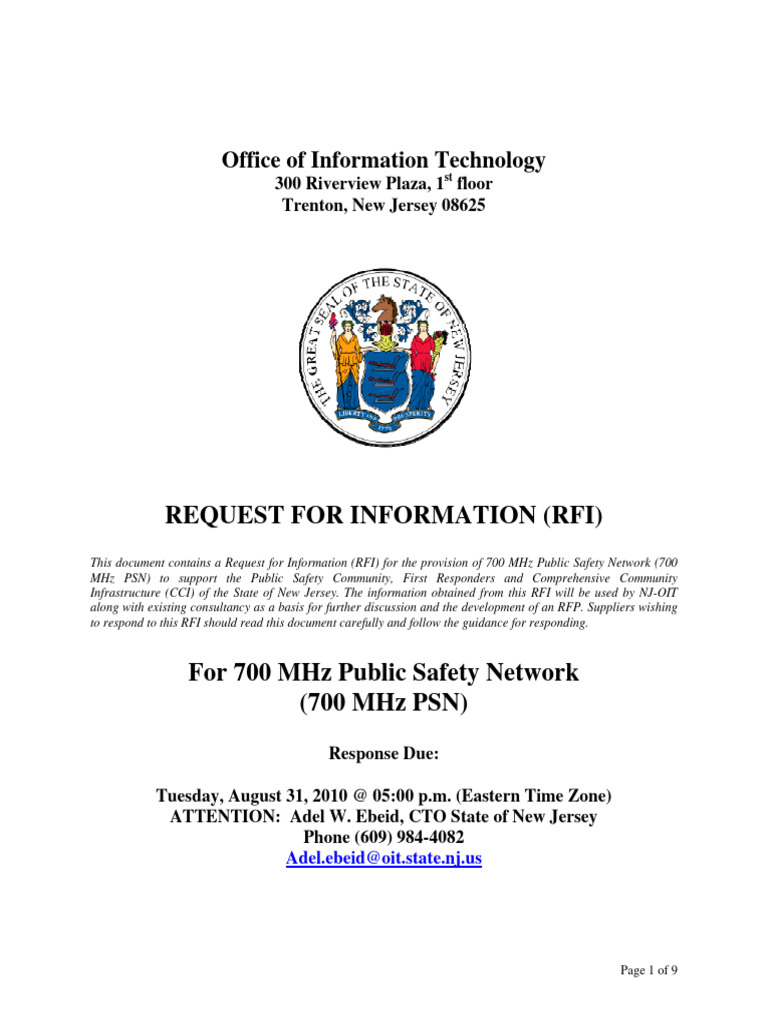 700MHz Public Safety Network RFI | PDF | Lte (Telecommunication ...
