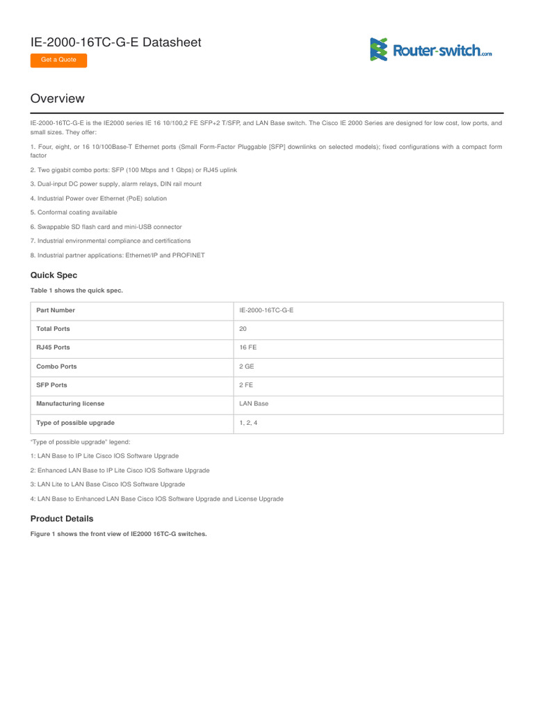 Ie 2000 16tc G e Datasheet | PDF | Ip Address | I Pv6