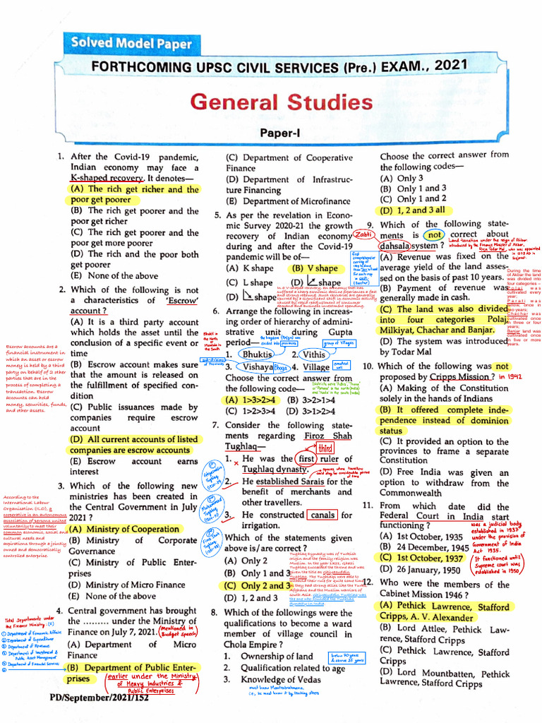 Cse 2021 Model Paper 02 | PDF