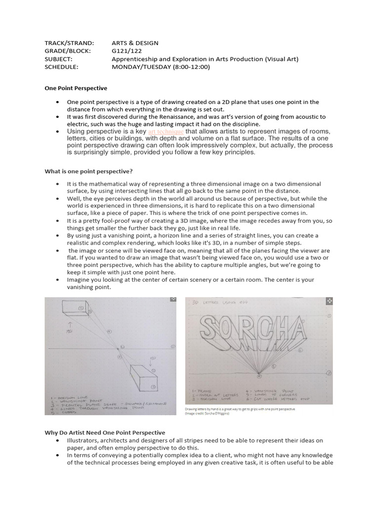 One Point Perspective PDF | PDF | Perspective (Graphical)