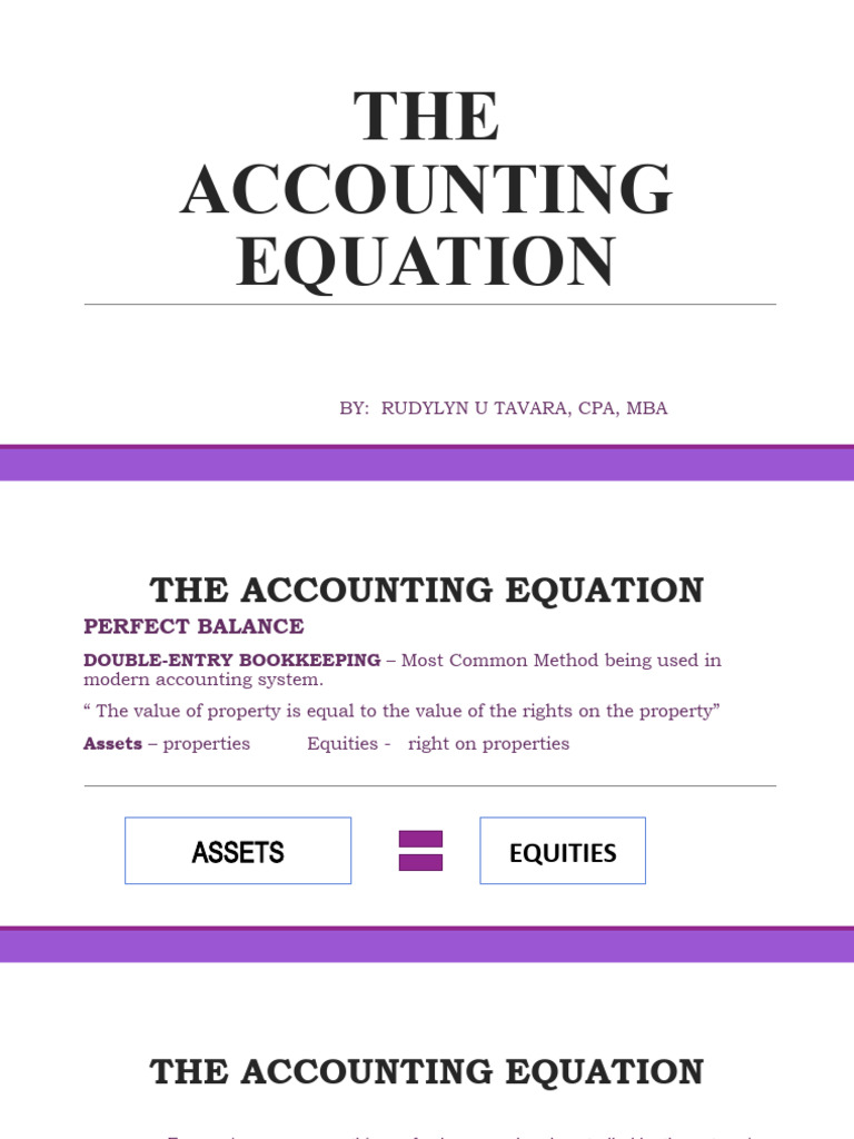 Understanding the Accounting Equation | PDF | Balance Sheet | Equity ...