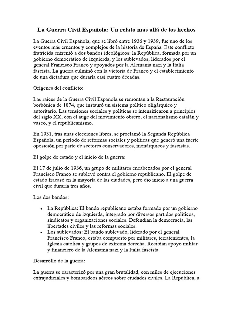 Guerra Civil Española: Orígenes y Consecuencias | PDF | guerra civil ...