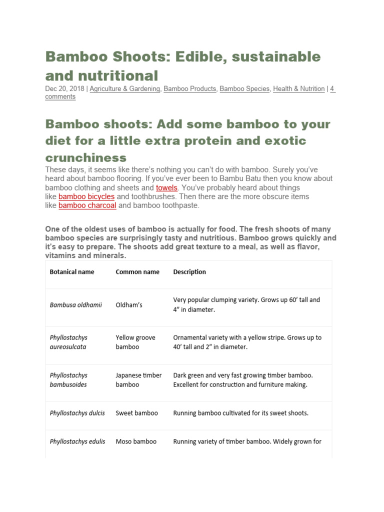 Bamboo Shoots | Download Free PDF | Bamboo | Foods