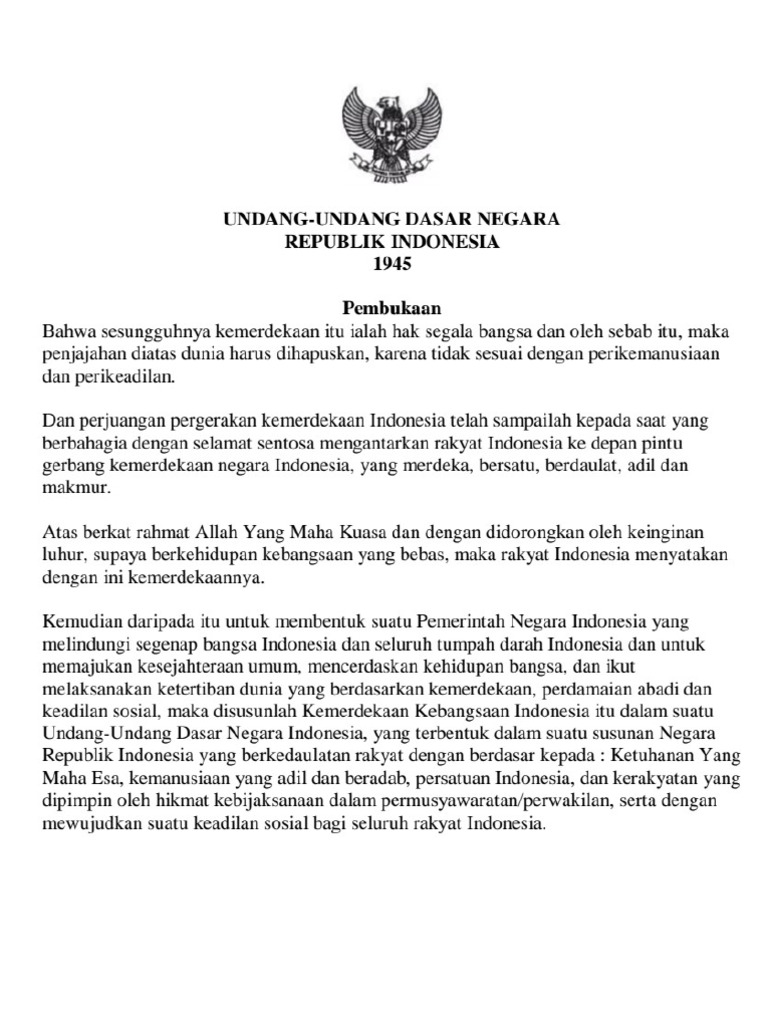 Teks Pembukaan UUD 1945 | PDF