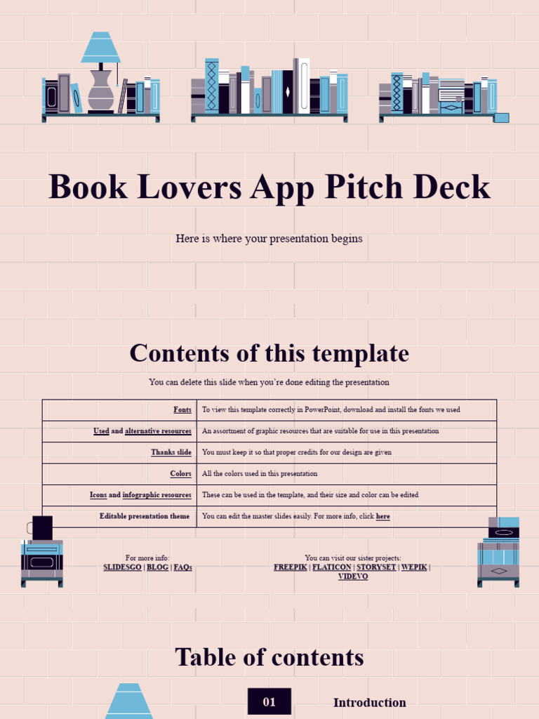 Book Lovers App Pitch Deck by Slidesgo | PDF | Market (Economics ...