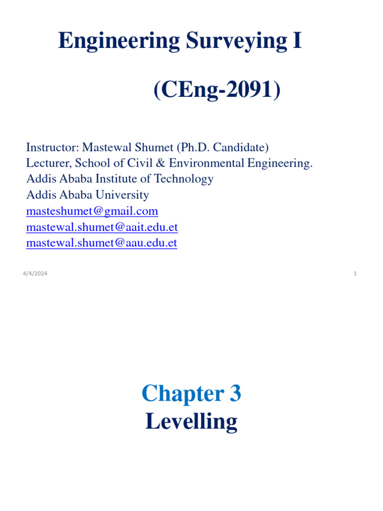 Chapter 3 Levelling | PDF | Sea Level | Surveying