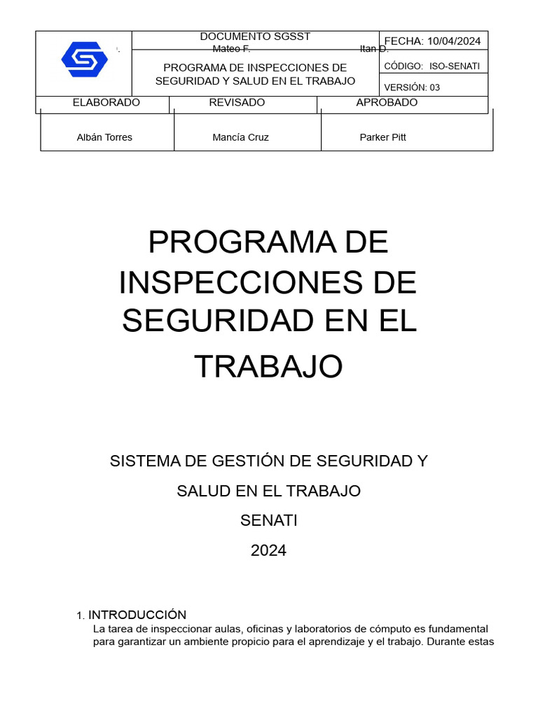 Programa - de - Inspecciones (Sala de Computo) | PDF | Laboratorios | Business