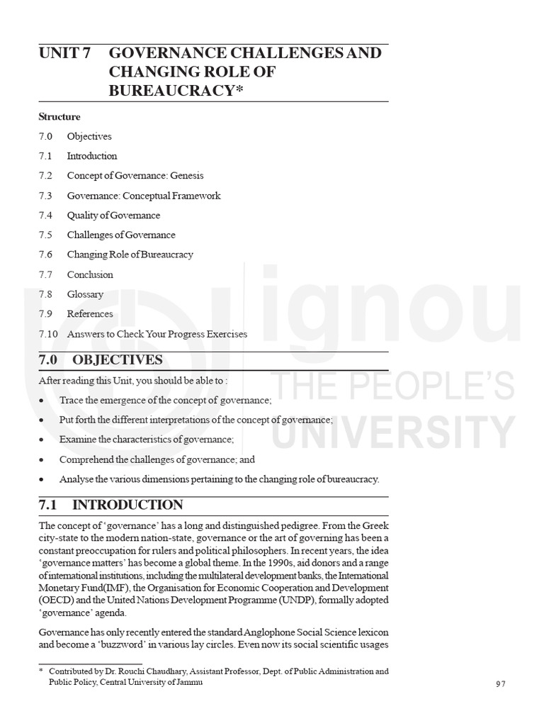Unit-7 | PDF | Governance | Good Governance