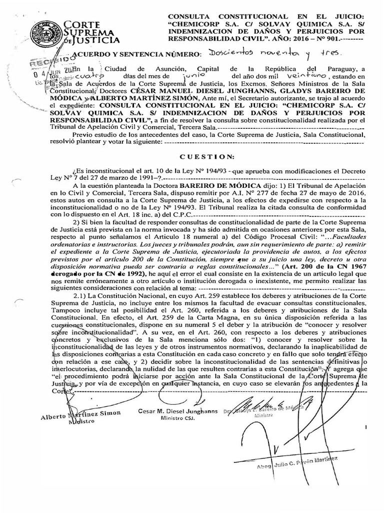 Inconstitucionalidad Ley 194/93 | PDF | Constitución | Justicia