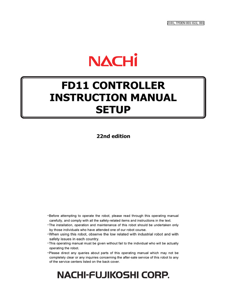 Nachi - FD11 CONTROLLER INSTRUCTION MANUAL | PDF | File Transfer ...