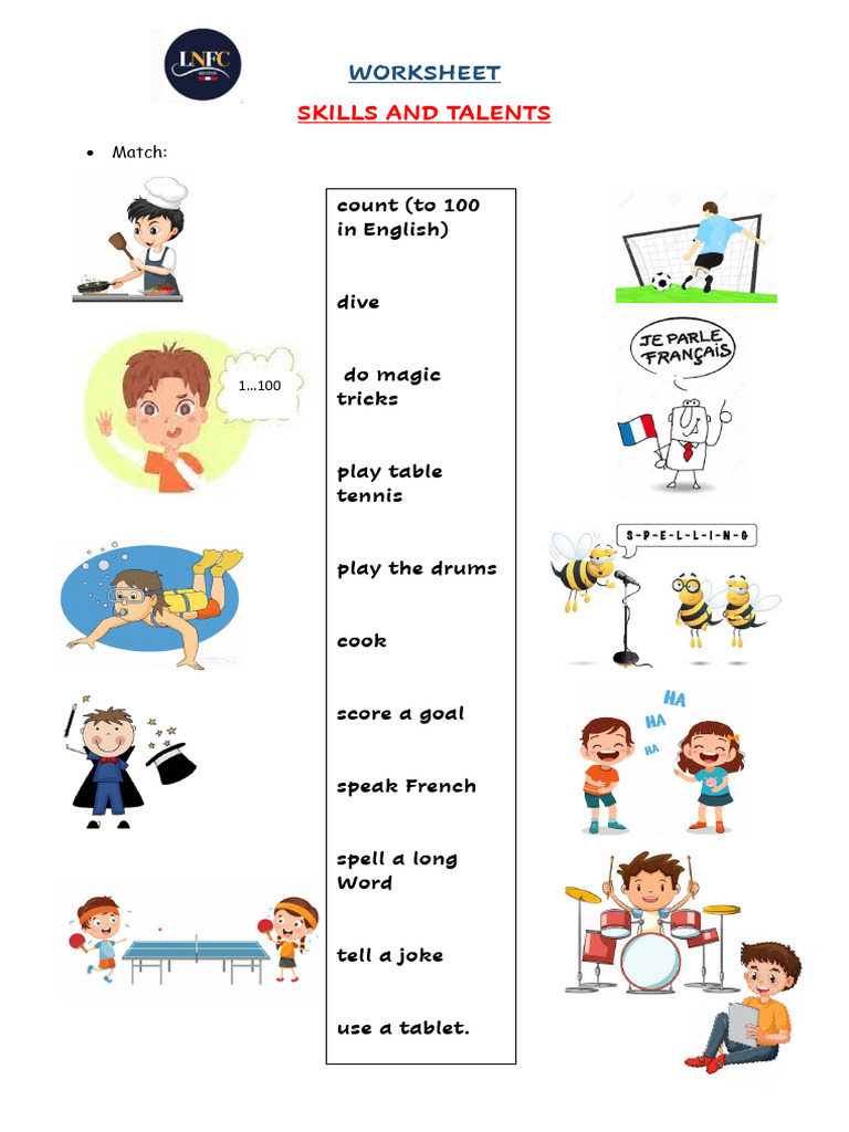 WORKSHEET - Skills and Talents - 4th Grade | PDF