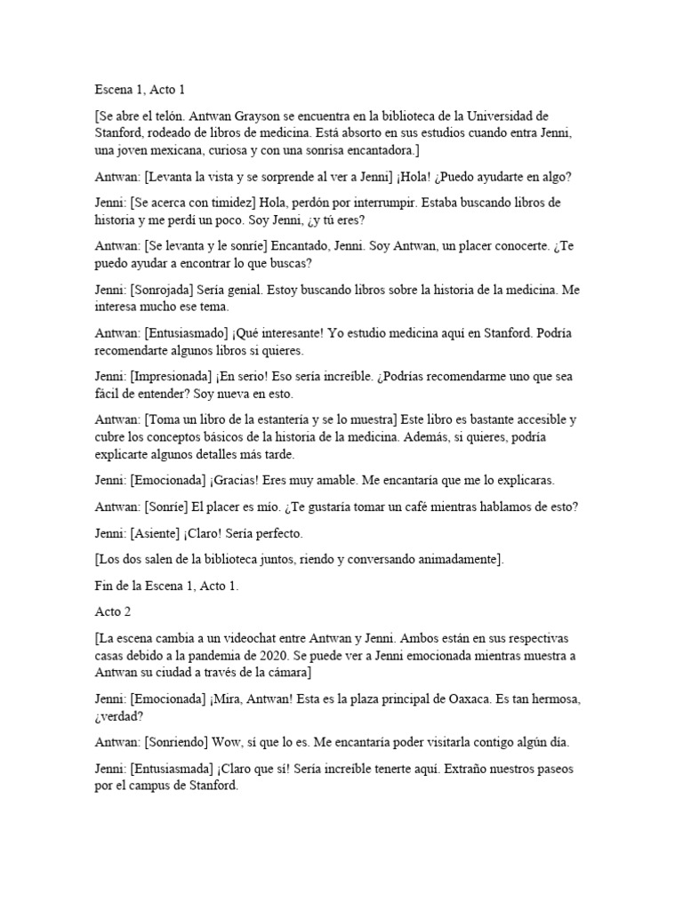 Guion Obra de Teatro, Entre 2 Mundos Grayson A.carlos | PDF | Amor | Felicidad