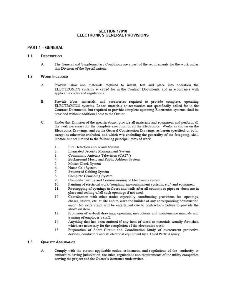 Electronics Installation Specifications | PDF | Screw | Specification ...