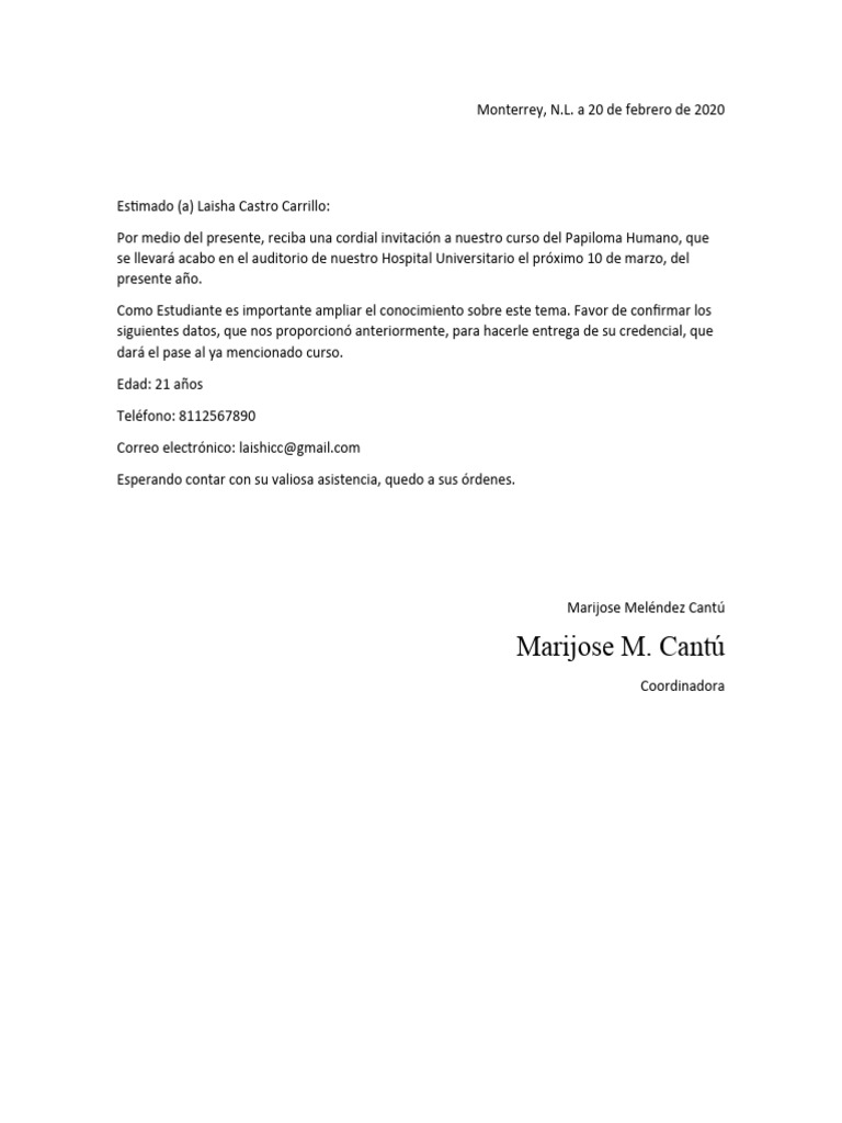 Práctica 8. Carta Combinada | PDF