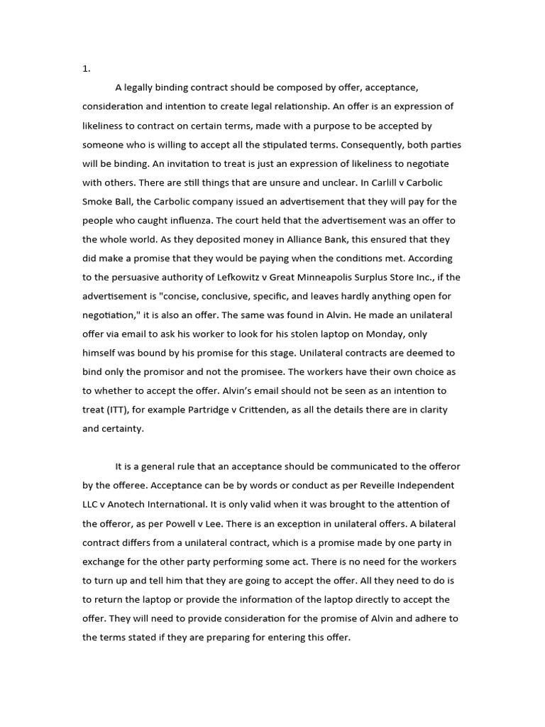 Common Law Reasoning Essay | PDF | Consideration | Offer And Acceptance