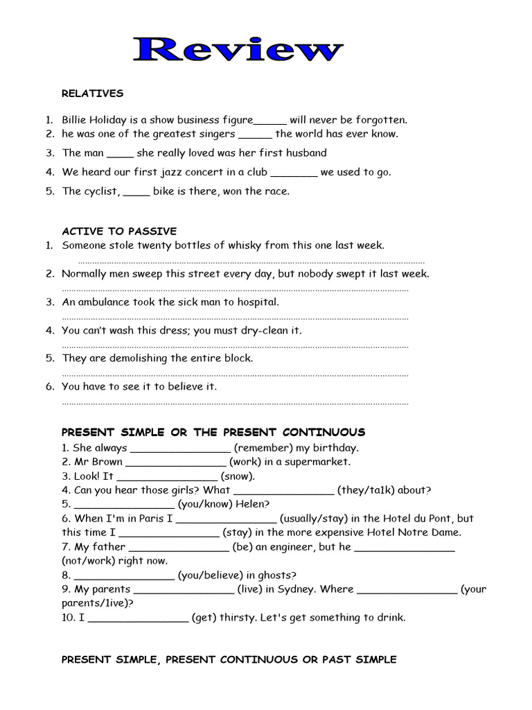 grammar review mixed tenses | PDF